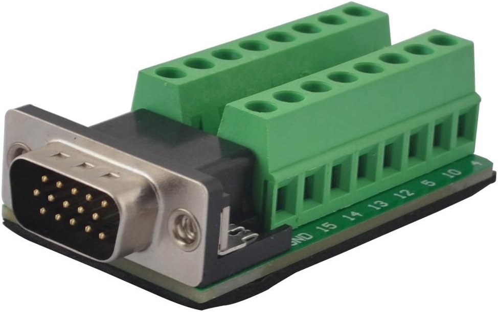 sourcingmap® D-SUB DB15 VGA Male 3 Row 15 Pin to Terminal Breakout ...