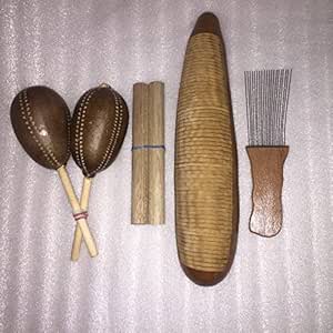 Amazon.com: Kit Parrandero Artesanal Premium 'Guiro, Maracas, y Clave ...