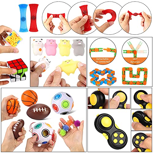 Fidget Toys Set with Push Pop Bubble Sensory Toys, 39 Pack Stress Relief and Anti-Anxiety Toys ...