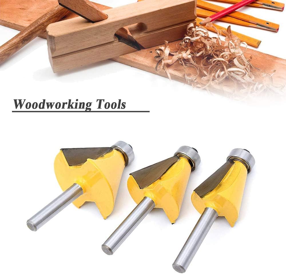 Mesee 3 Pieces Chamfer Edge Forming Router Bit Set, 1/4 Inch Shank ...