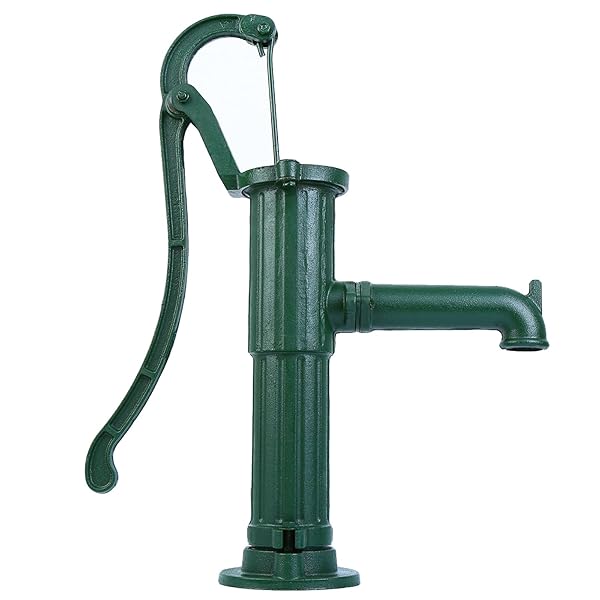 H-YEEU Pitcher Pump, Dark Green Hand Well Pump for 7 Metres Water Depth ...