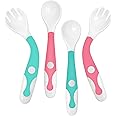 Amazon.com: YIVEKO Baby Training Spoon Fork Set with Travel Case, Toddler Feeding Utensils Set ...
