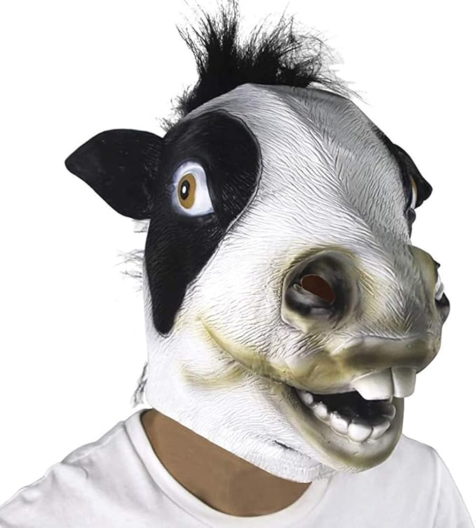 Amazon.com: Waylike Cow Mask Latex Animal Cows Mask For Halloween Cow ...