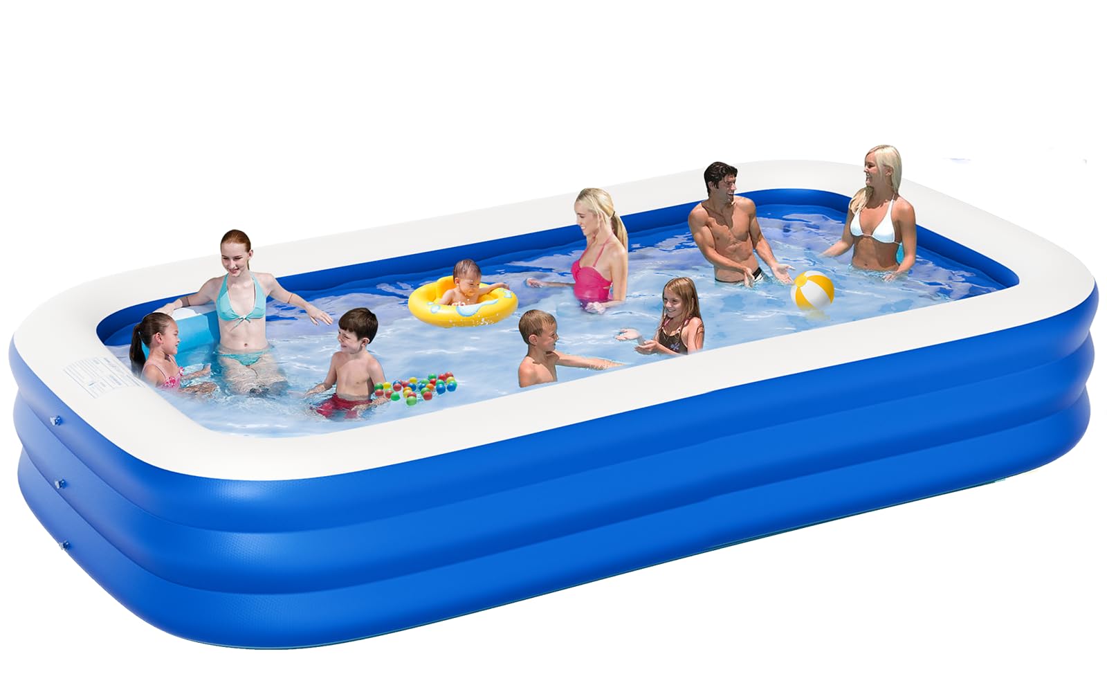 Big Inflatable Pool with Pump, Lylting 158"x74"x22" Extra Large Thicken ...