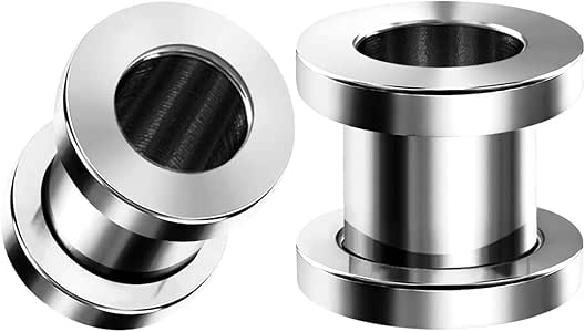 Amazon.com: BIG GAUGES Pair of Titanium 0g Gauge 8mm Screw-Fit Flesh ...