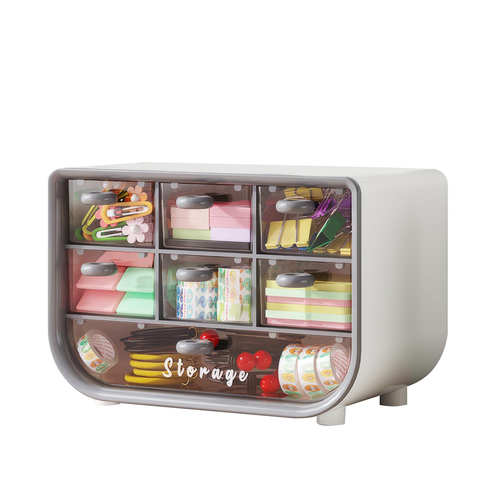 Mini Small Office Desk Organizer with 7 Drawers, 3 Tiers Stackable ...