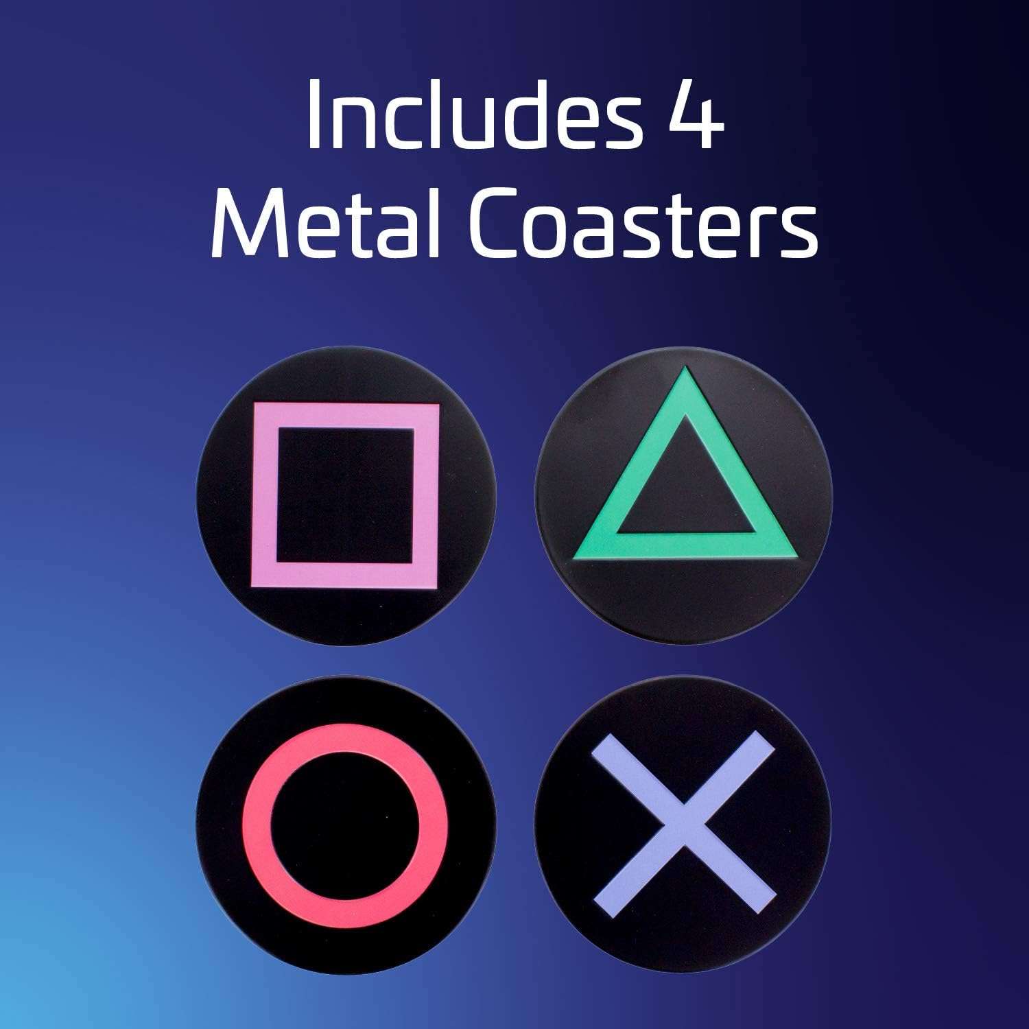 Paladone Playstation Metal Drink Coasters, Set of Four Coasters ...