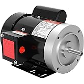Air Compressor Electric Motor, 1 HP 3450 RPM, 115/230V Single Phase, 56 Frame 5/8 Keyed Shaft 60 ...