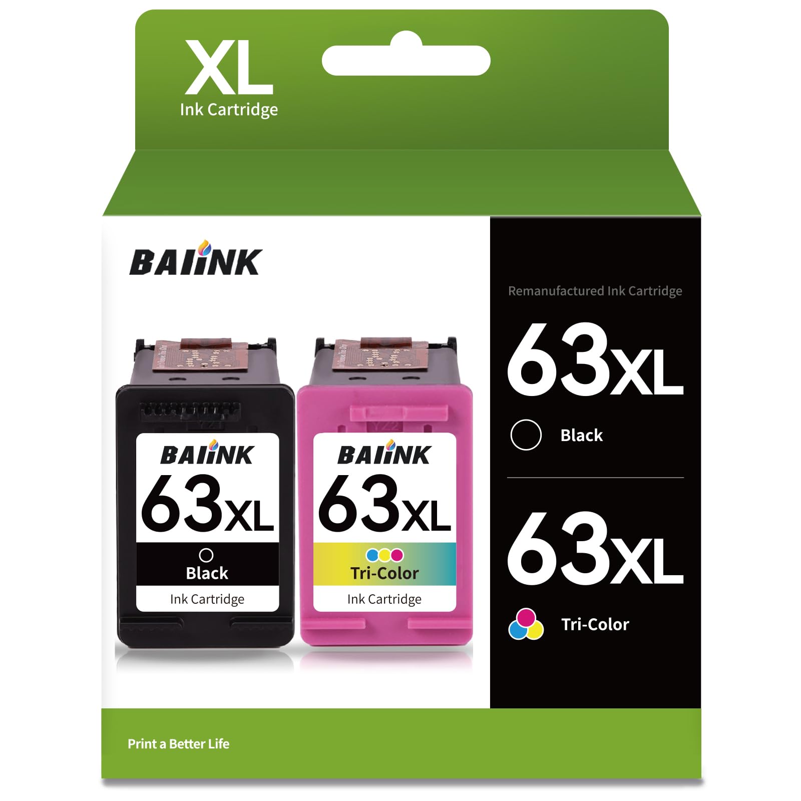 BAIINK Remanufactured Ink Cartridge Replacement for HP Ink 63 XL 63XL ...