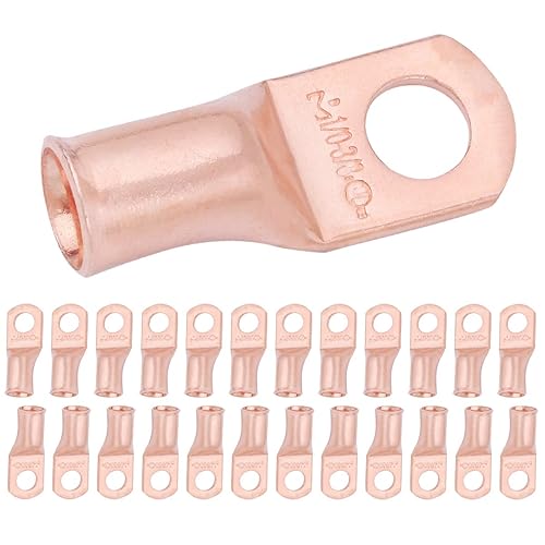 SELTERM 25pcs 1/0 AWG 3/8" Stud Battery Lugs, Ring Terminals, Heavy ...