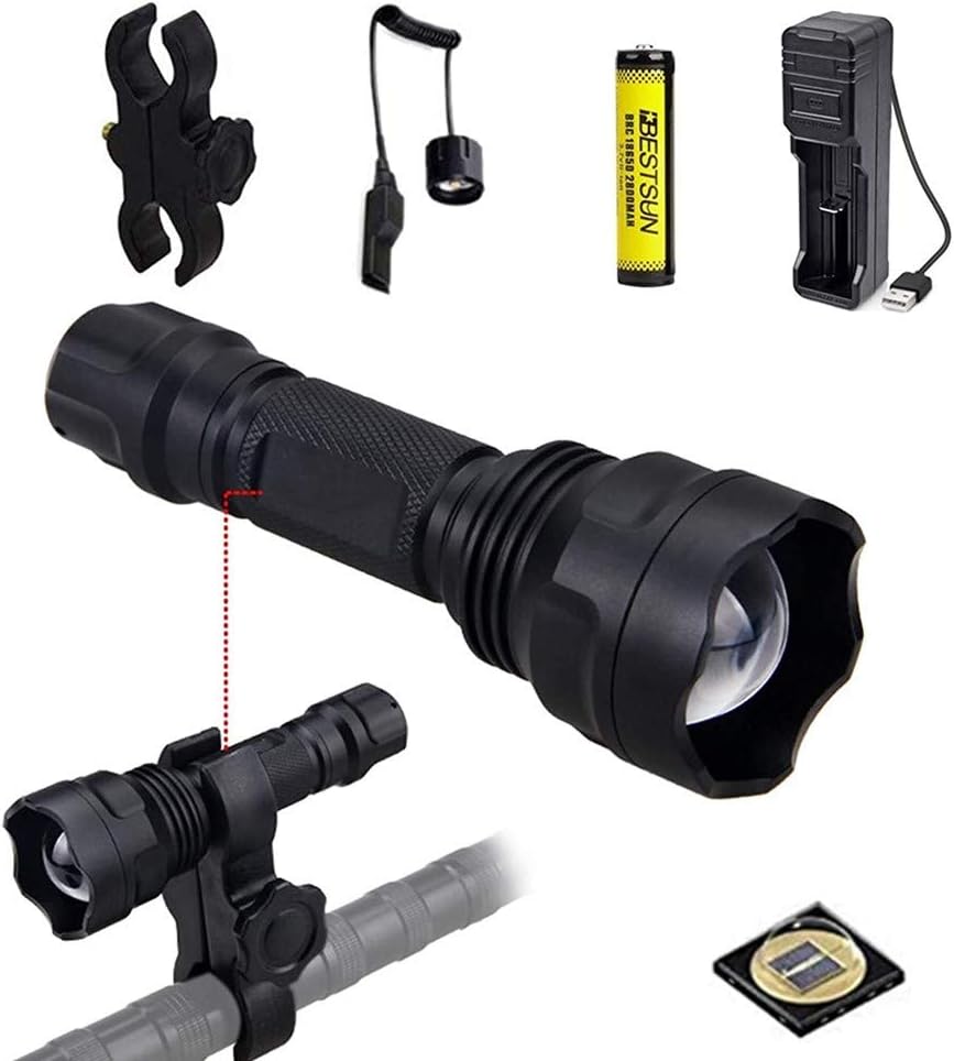 LUXJUMPER 940nm IR Illuminator Torch, Zoomable Infrared Light Night Vision Torch Tactical ...