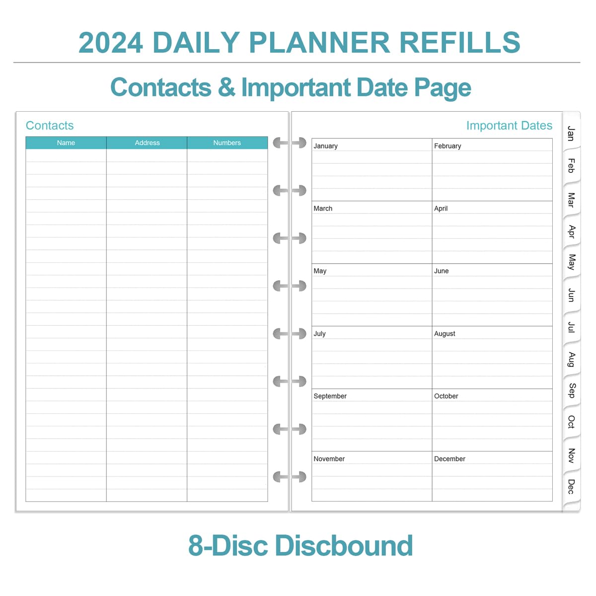 Mua 2025 Planner Refills – 8-Disc Discbound One Page Per Day Daily ...