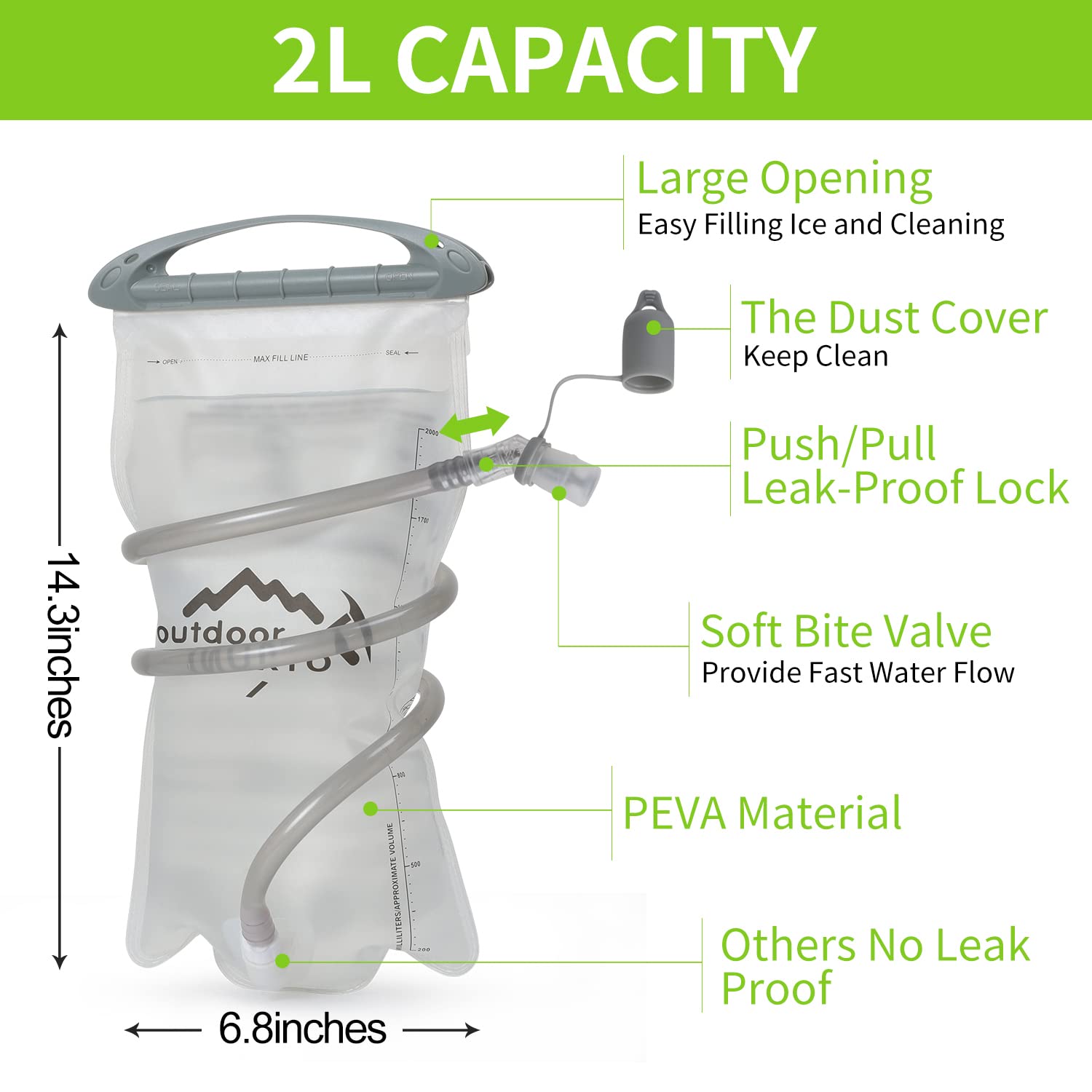 Mua IX INOXTO Hydration Pack Backpack, Lightweight Water Backpack with 2L Leakproof Hydration ...