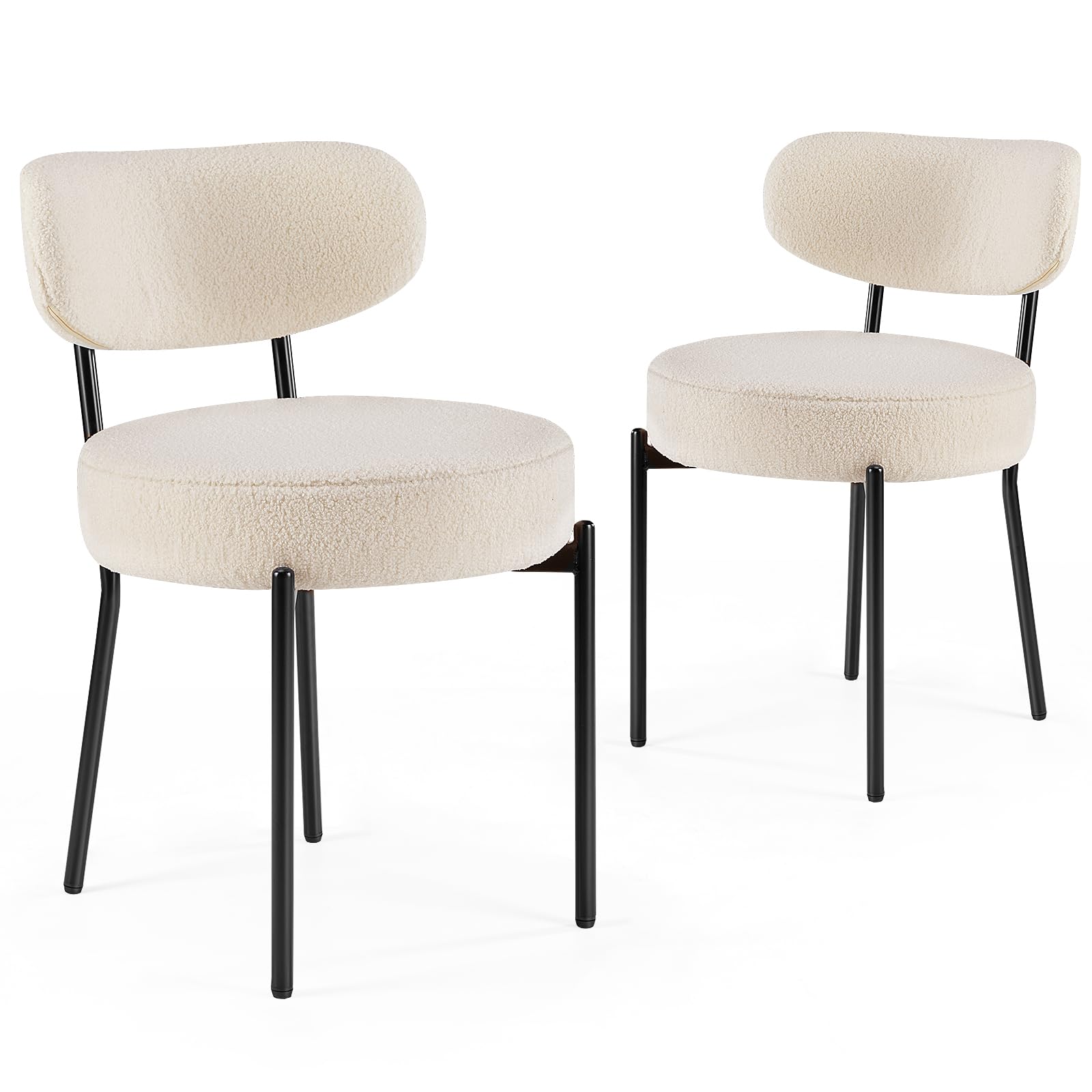 Sweetcrispy Dining Chairs Set of 6, Boucle Upholstered Kitchen Chairs ...