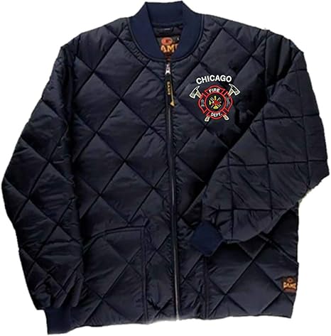 GAME Chicago Fire Department Quilted Jacket W/2-Sided Crossed Axes Logo ...