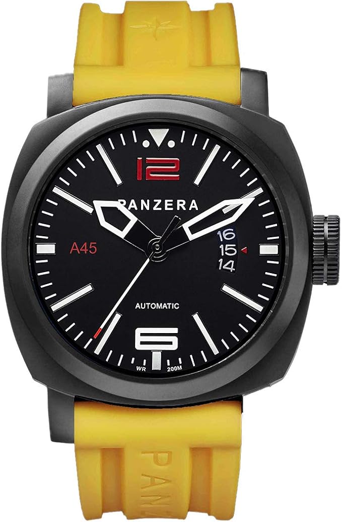 Panzera Aquamarine Pacific Submerge Diver Automatic Steel Black Yellow ...