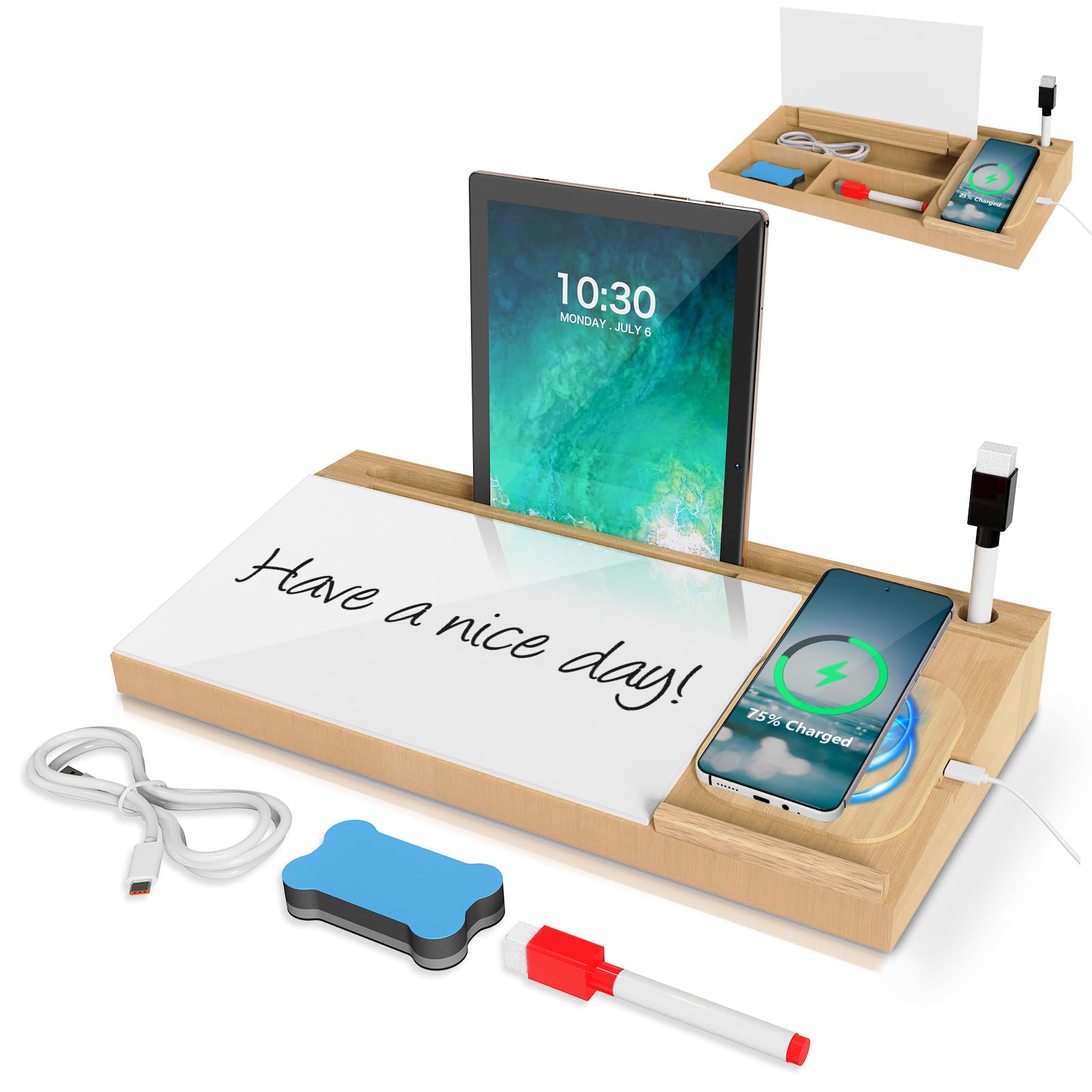 Desktop Whiteboard with Wireless Charge, Desktop Dry Erase Whiteboard ...