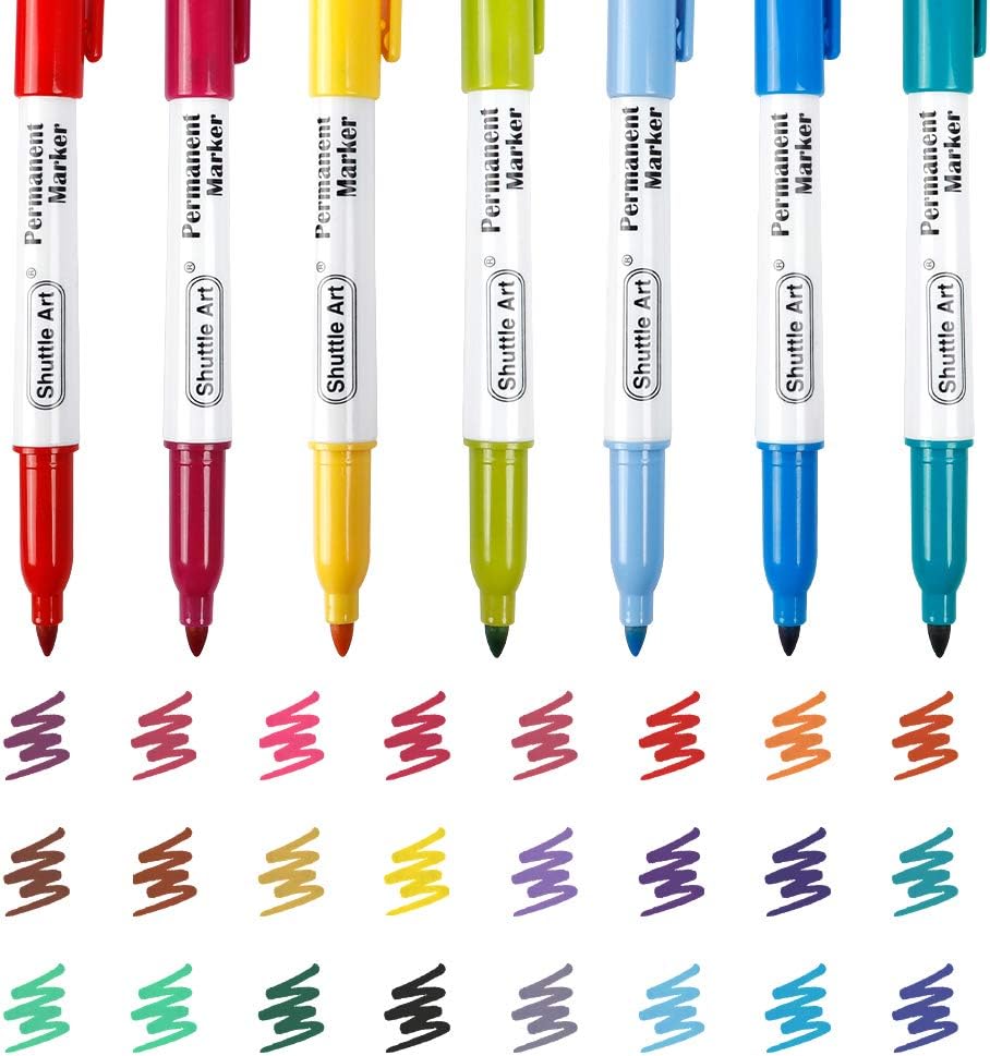 Shuttle Art 24 Colours Permanent Markers, Fine Point Assorted Colours ...