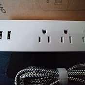 Amazon.com: Slim Power Strip with 3 AC Outlet 3 USB Ports, Overload ...