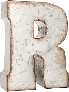 Amazon.com: CraftyCrocodile 7" Galvanized Metal 3D Wall Letter R Block ...