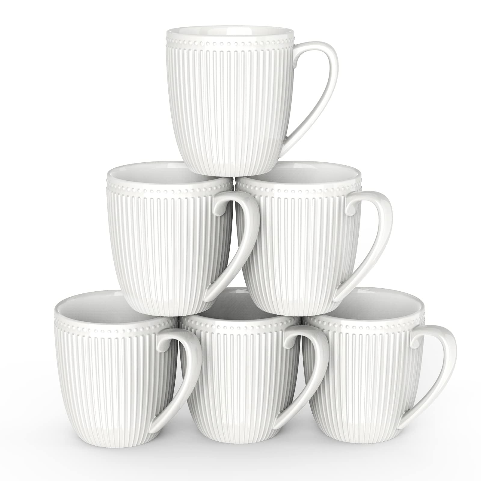 HomeElves Coffee Mugs Set of 6, 16 Oz White Coffee Mugs, Porcelain Mugs ...