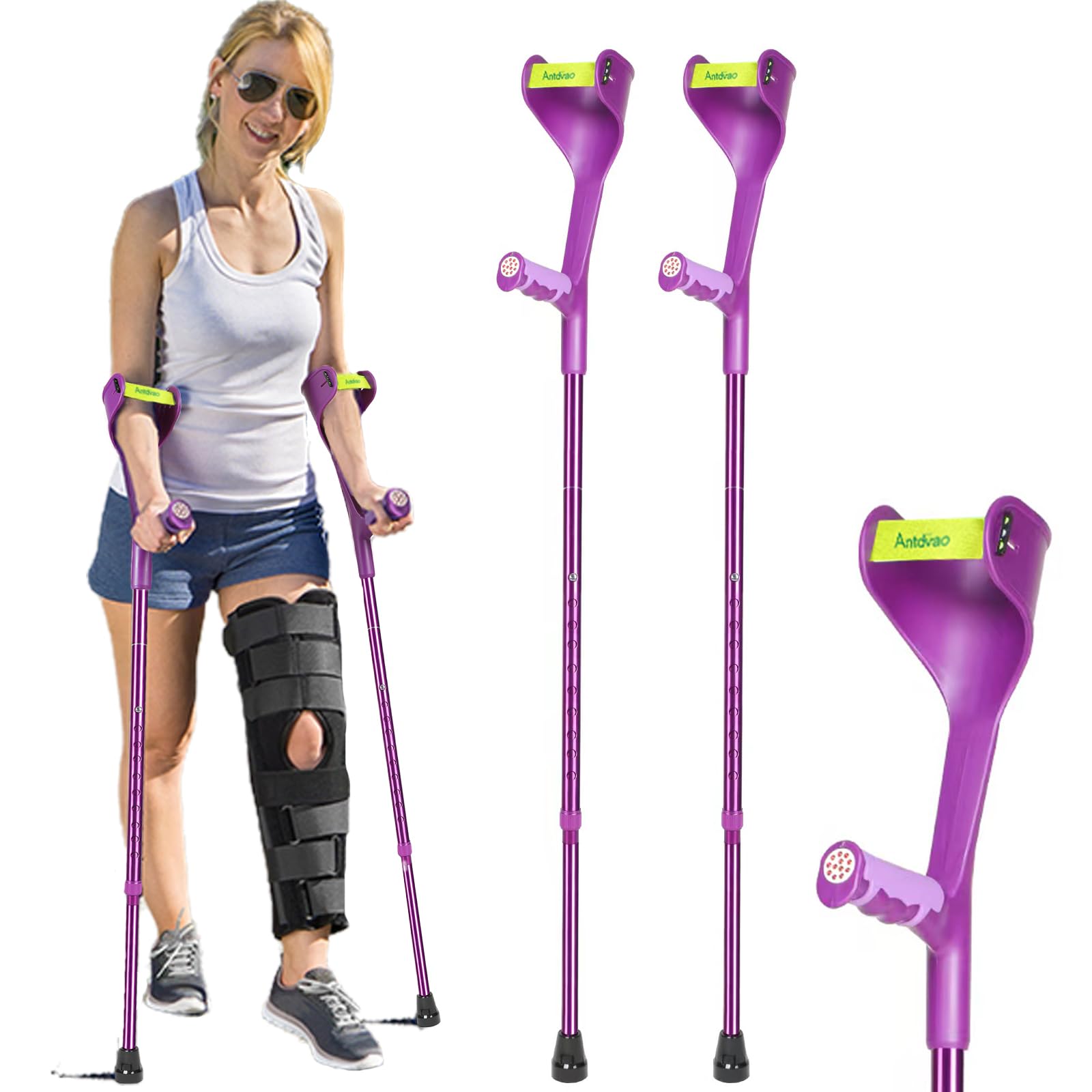 Antdvao Forearm Crutches Pair Folding Forearm Crutches Anti-Drop Cuff ...