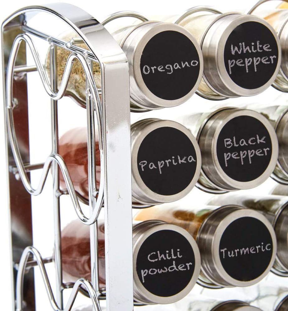 EZOWare 4 Tier Spice Rack Stand Holder with 24 Empty Glass Spice Jars ...
