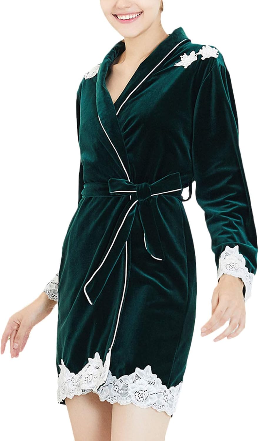 Pyjama Damen Herbst Winter Vintage Samt Classic Lang Morgenmantel ...