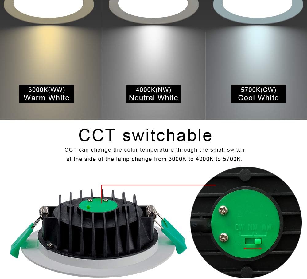 ALUX LED Ceiling Light Fitting Dimmable Recessed Downlight Kit 8W IP44 ...