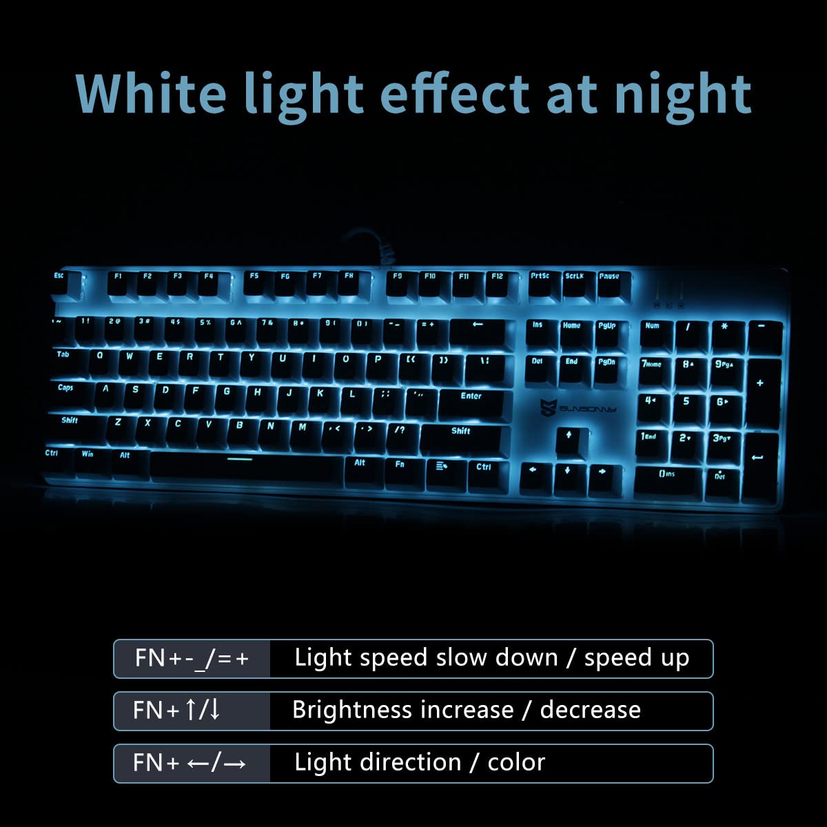 Mua Qisan Mechanical Gaming Keyboard Wired Ice Blue Led Backlit ...
