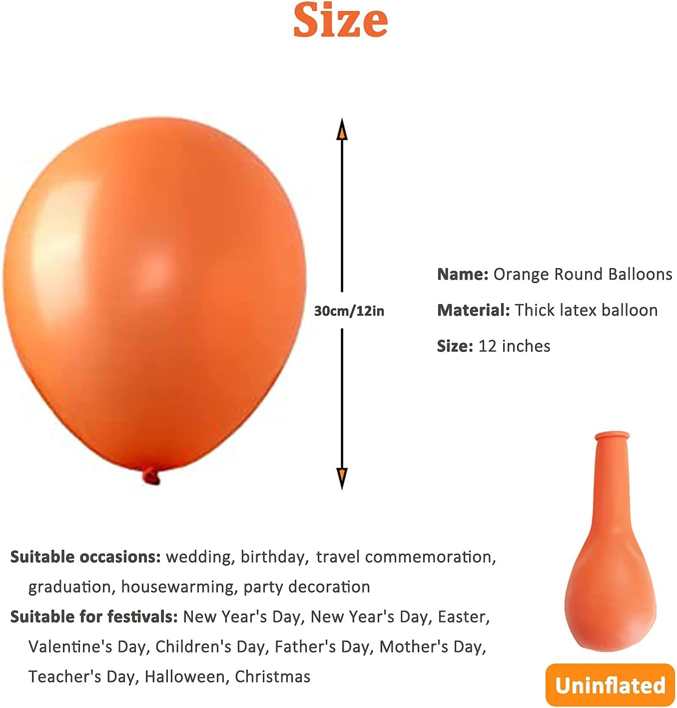 12 inch Orange Latex Balloons Helium Balloons Balloons Birthday Party ...