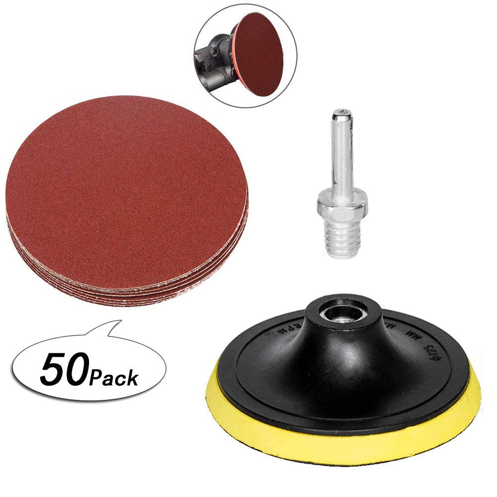 120Pcs 2 inch Sanding Discs with Backer Plate 1/4 Shank BAISDY Hook and ...