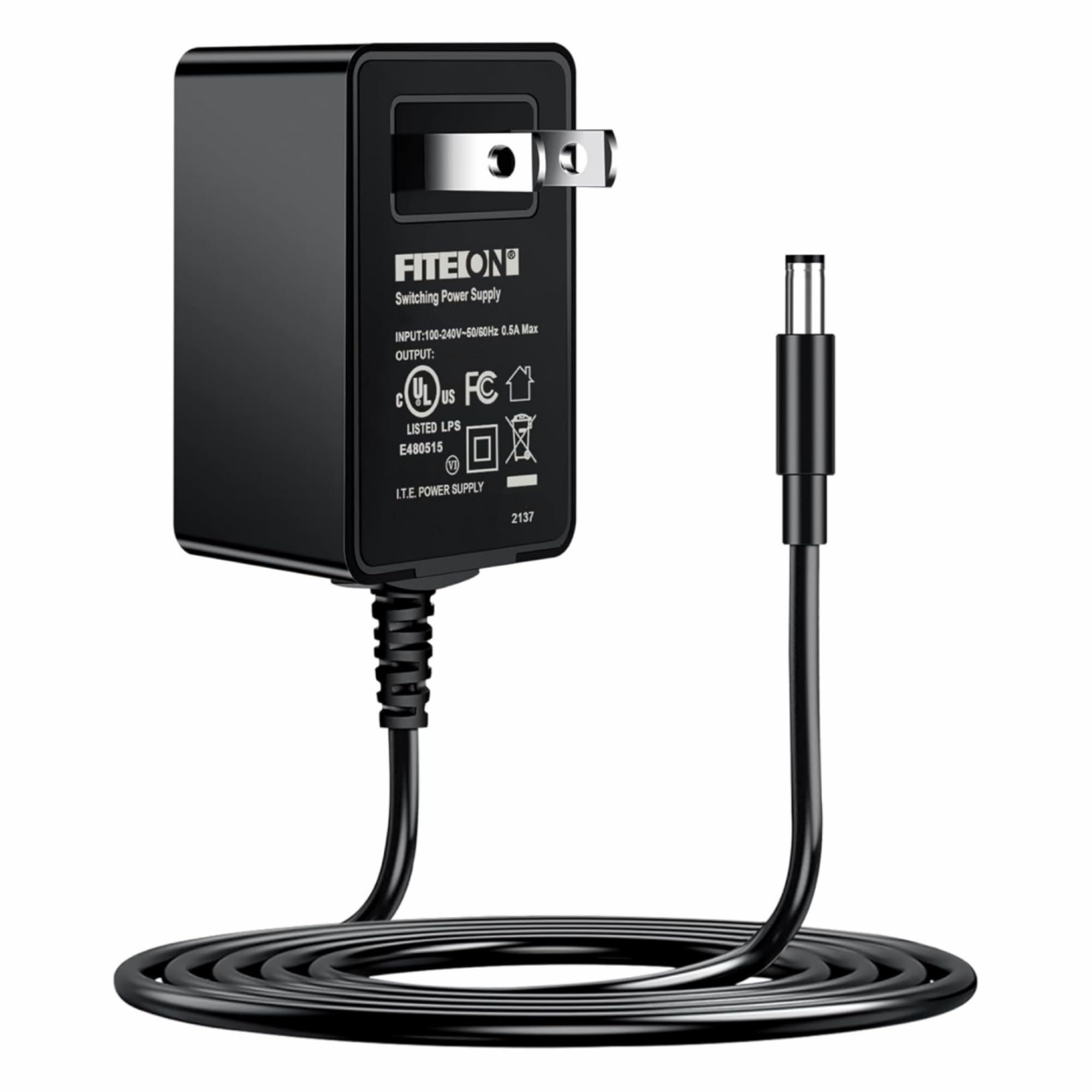 FITE ON 6V 2A [6 Volts 2 Amps] Adapter Power Supply AC to DC Plug 5.5 x ...