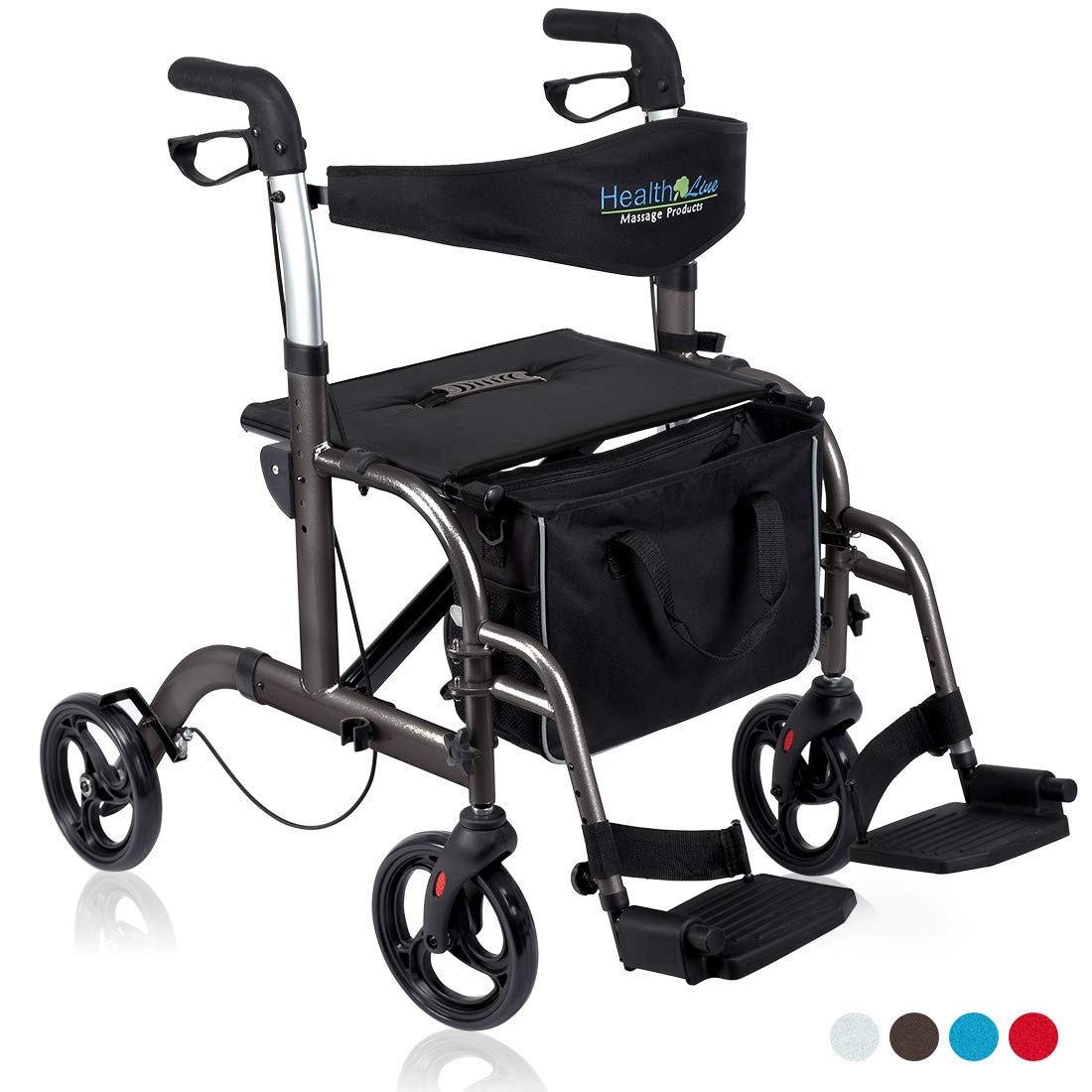 Health Line Massage Products 2 In 1 Rollator Transport Chair W Paded health-line-massage-products-2-in-1-rollator-transport-chair-w-paded