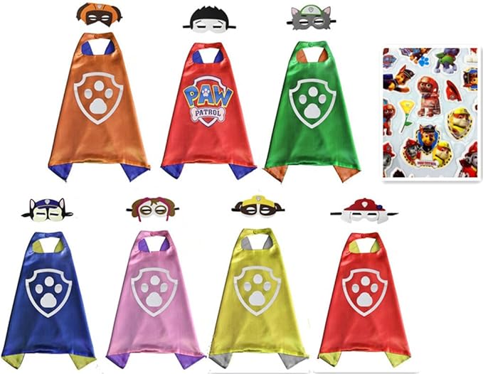 Amazon.com: YL Paw Patrol Set of 7 Cape & Mask Cosplay Kids Costume ...