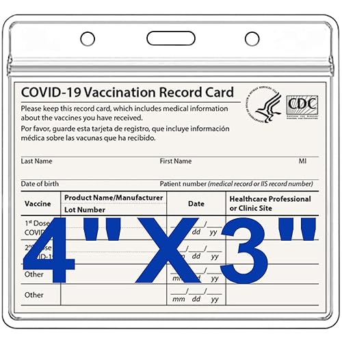 5 Pack Vaccination Card Protector 4 X 3(4.25 X 3.5) Inches, Transparent ...