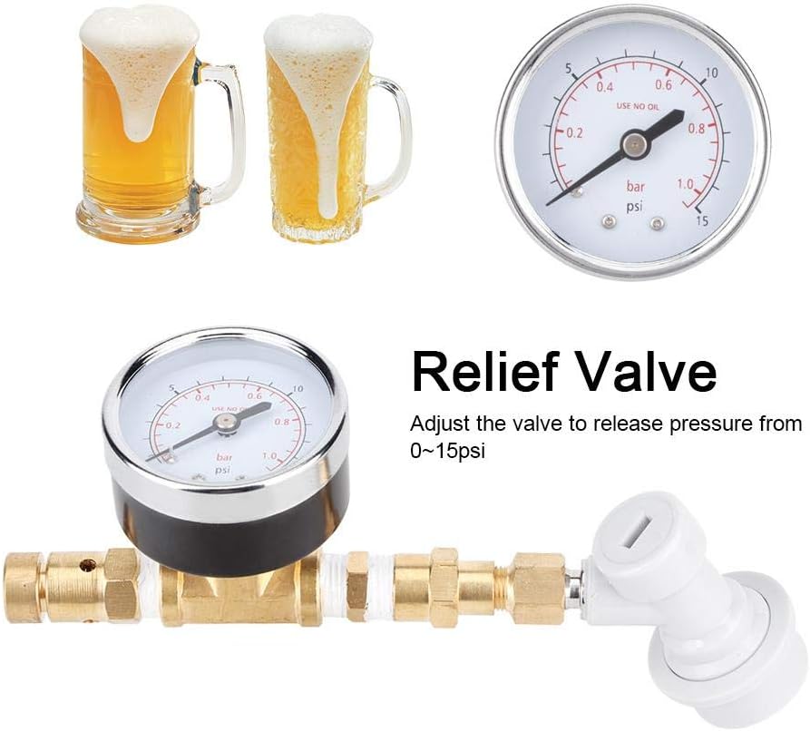Duokon CO2 Pressure Regulator Kit, Ball Lock with Gauge Adjustable ...