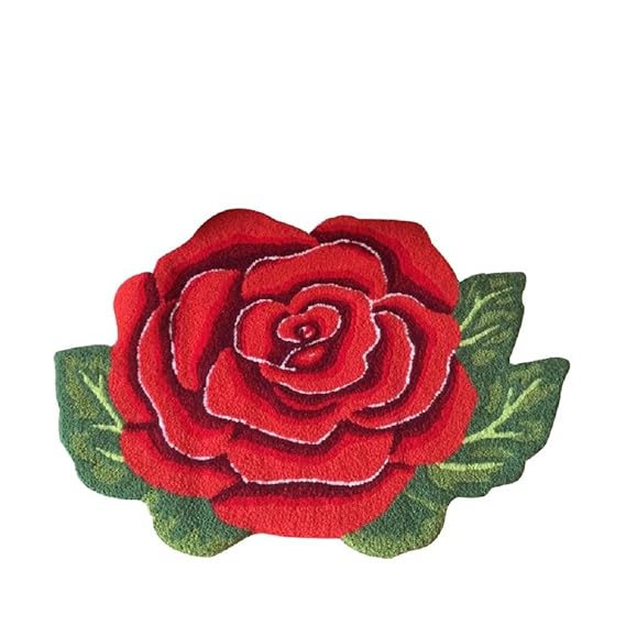 Amazon.com: YOUSA Red Rose Shaped Rug Anti-slip Mat Handmde Rug 31.5 ...