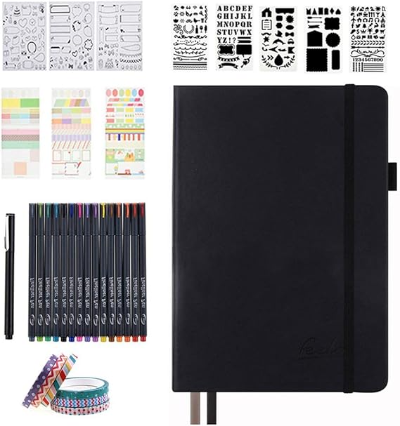 Bullet Dotted Journal Kit,Feela A5 Dotted Bullet Grid Journal Set with ...