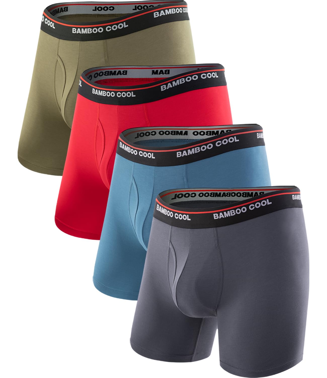 BAMBOO COOL Men's Underwear 4 Pack Boxer Briefs Soft Breathable ...