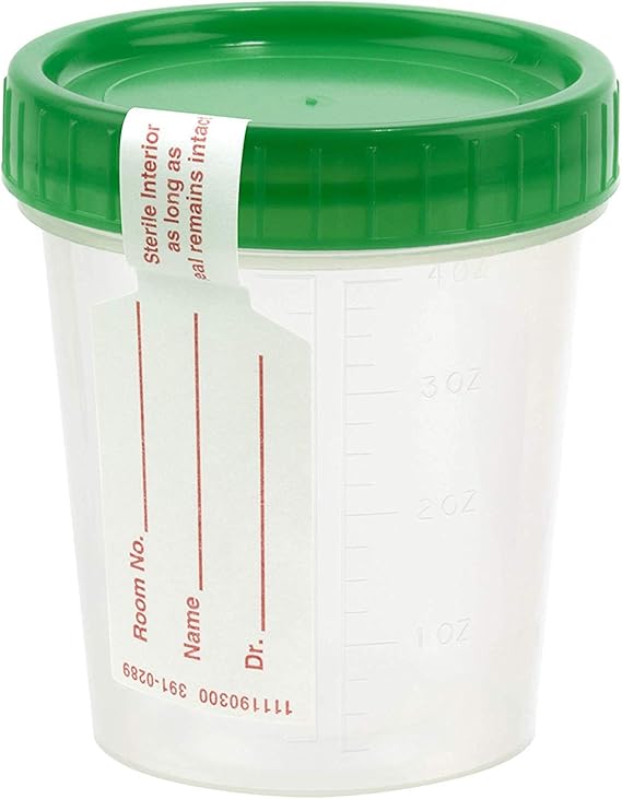 Amazon.com: Sterile Specimen Cups with Green Screw Cap, 4 oz/120ml with ...