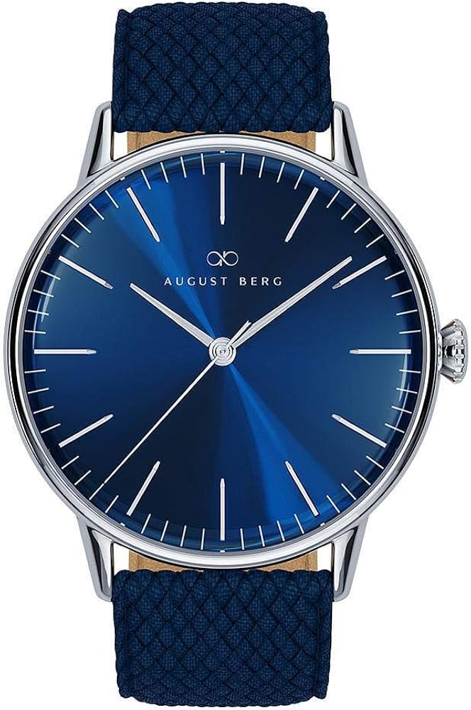 AUGUST BERG Unisex Watch Serenity Deep Blue Silver Blue Perlon 40 mm ...