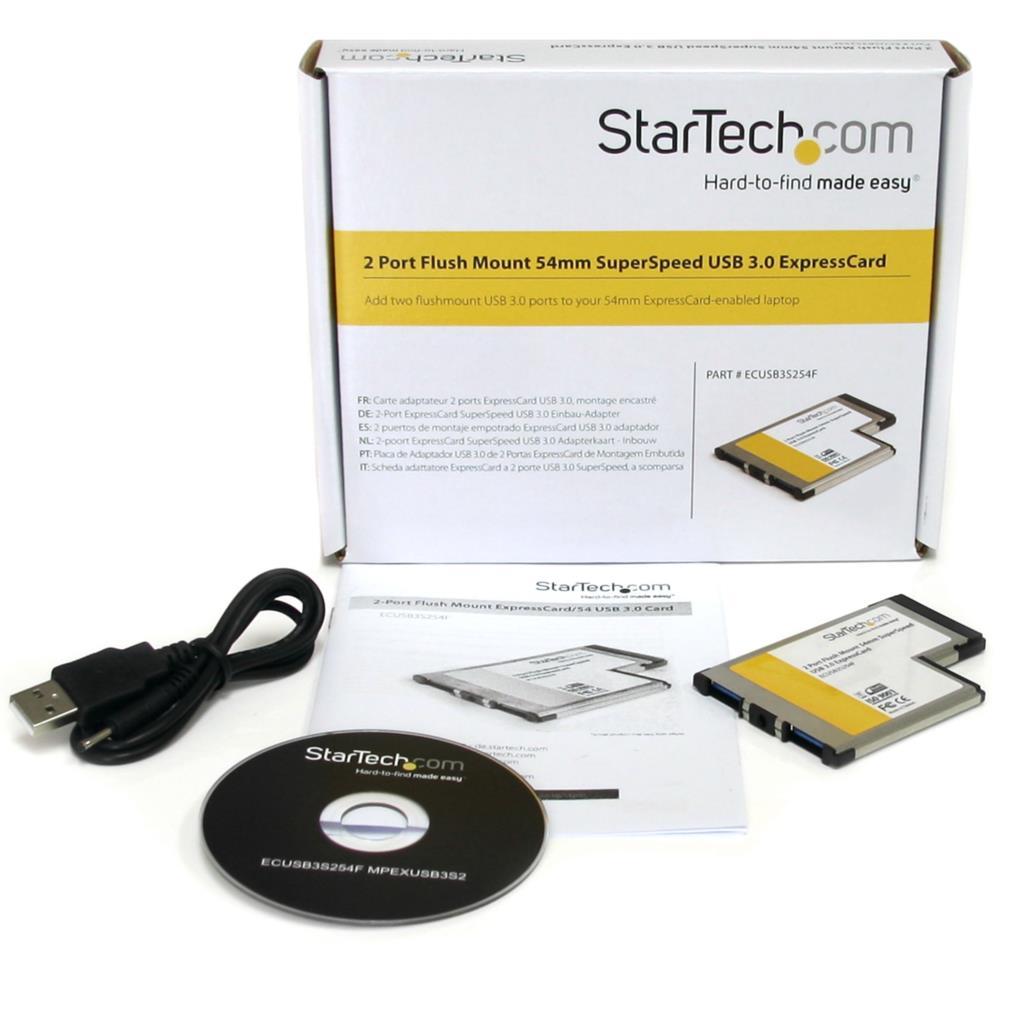 StarTech.com 2 Port Flush Mount ExpressCard 54mm SuperSpeed USB 3.0 ...