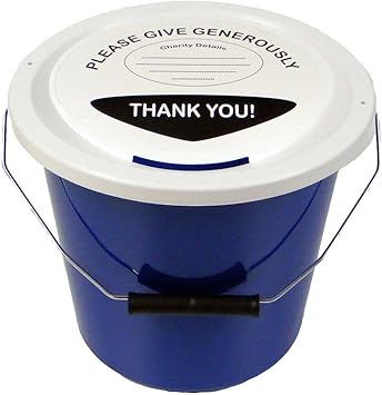 3 Charity Money Collection Buckets with Lids, Labels and Ties (5 Litres ...