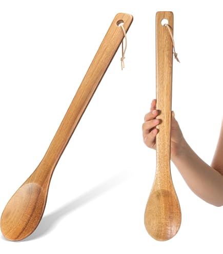 Large Wooden Spoon 12 Inch For Cooking HANSGO 2-Piece Wooden Cooking ...