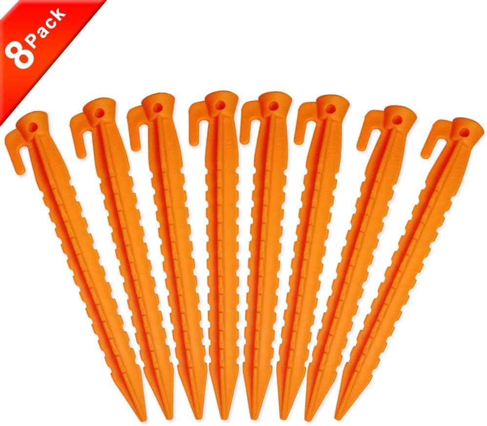 Amazon.com : Camping Tent Stake Pegs / 8 Pack Outdoor Plastic Stakes ...