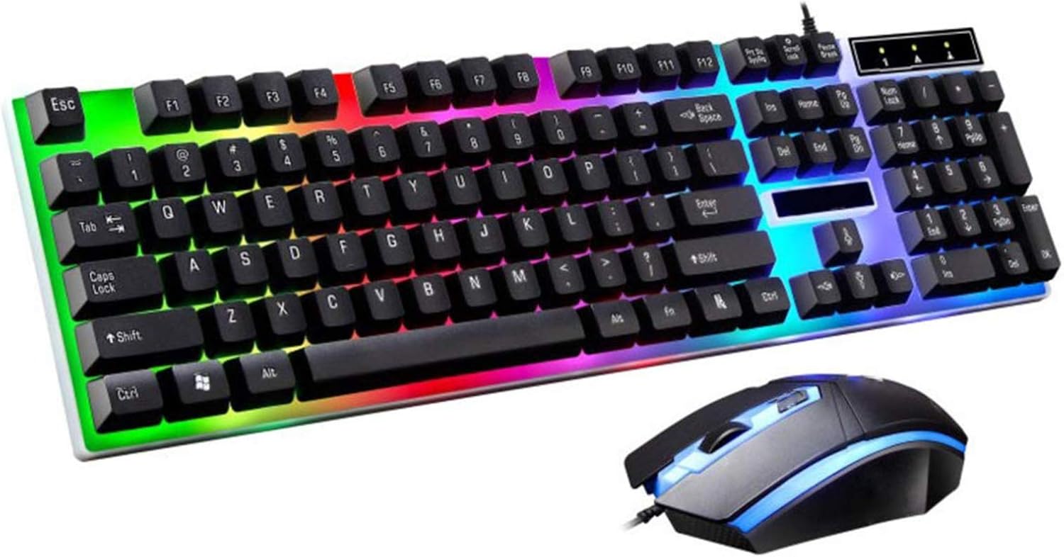 Queen.Y Gaming Keyboard Mouse Set,ABS 104 keys Wired USB Ergonomic ...