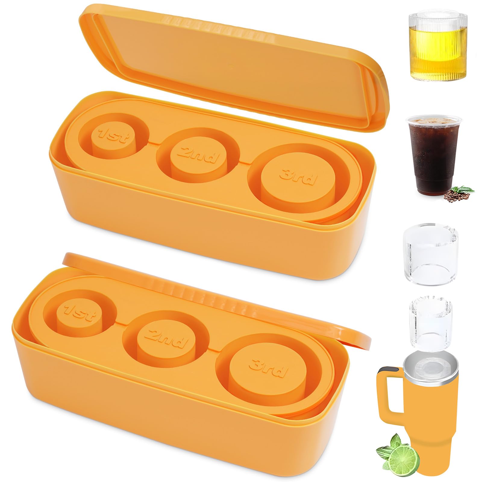 Likiyol 2 Pcs Ice Cube Tray for Stanley Cup, Silicone Ice Cube Trays ...