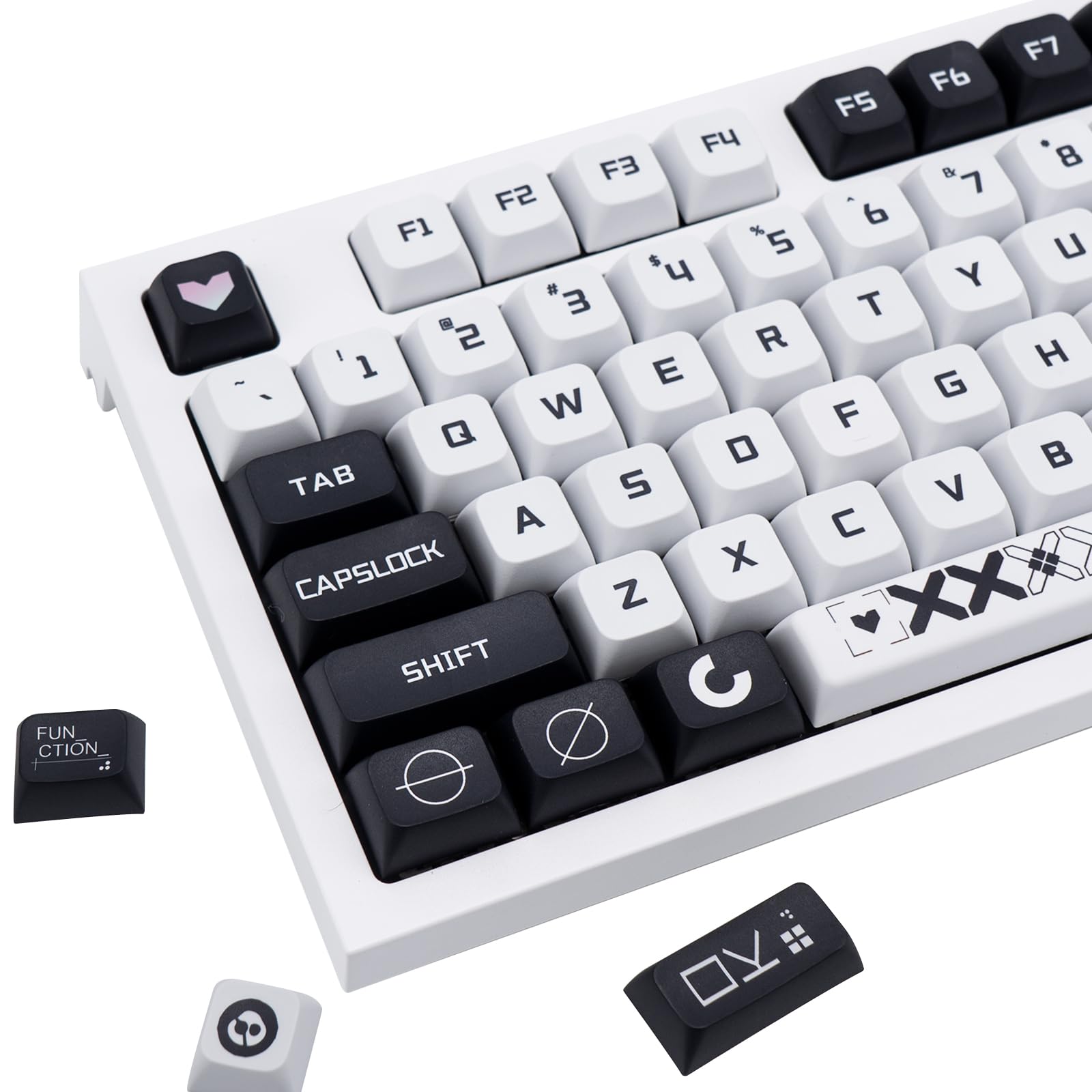 Mua Key Caps XDA Profile Black and White Keycaps 132 Keys Theme Keycaps ...