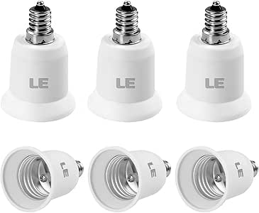 LE E12 to E26 Light Socket Adapter, Bulb Base Converter, Pack of 6 ...